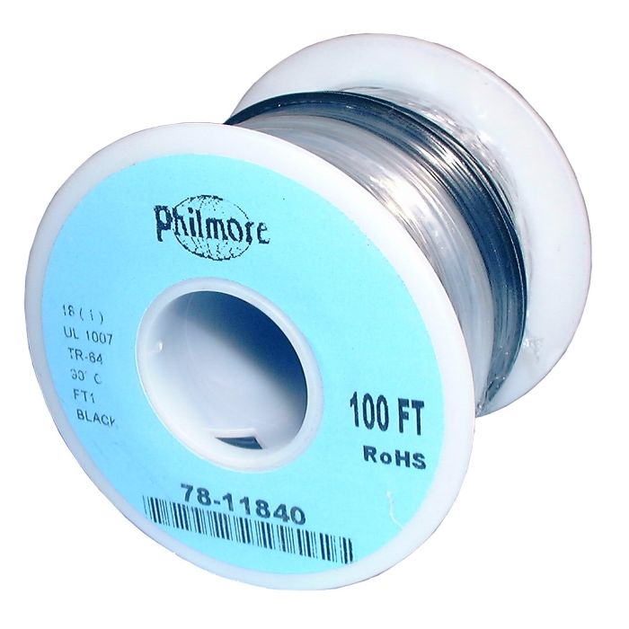 Philmore 78-11840 100ft Spool 18 AWG Solid Tinned Copper Hook-Up Wire ...