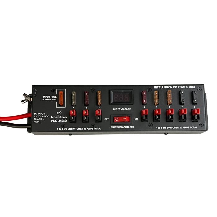 Intellitron PDC-3408D 40A DC Power Hub, 8 Outlets, Fuses, On/Off Switch ...