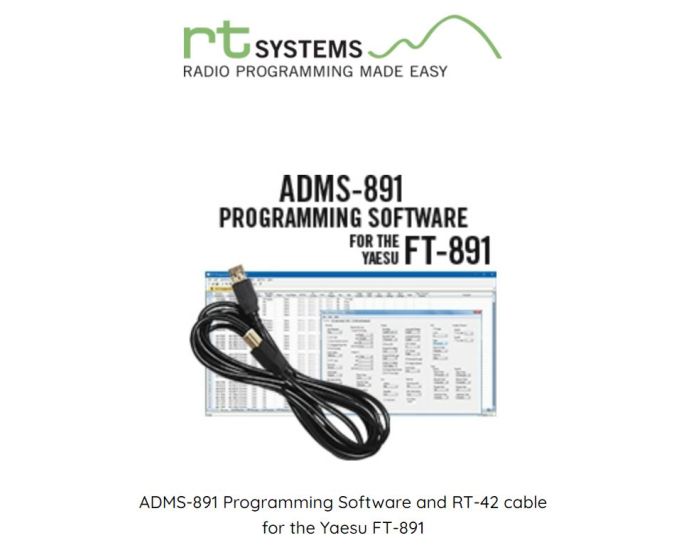 ADMS-891 Programming Software and RT-42 cable for the Yaesu FT-891 GigaParts.com