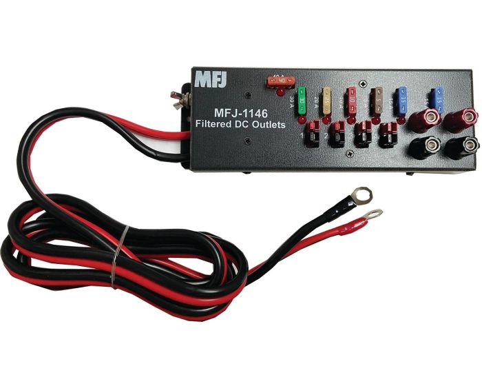 MFJ-1146 DC Filtered Power Distribution Strip 40A, 13.8VDC MFJ1146 ...